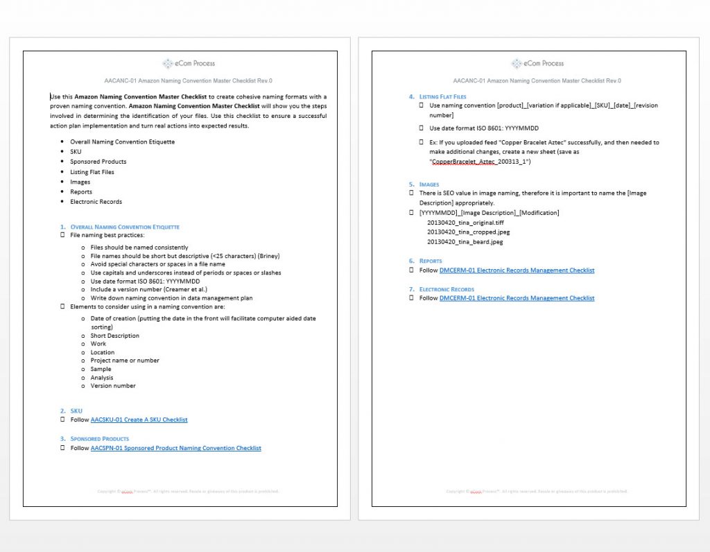 Day 5 SOP Naming Convention – eCom Process